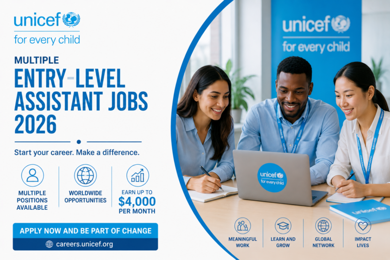 UNICEF Multiple Entry-Level Assistant Jobs 2026: Earn Up to $4,000 Per ...